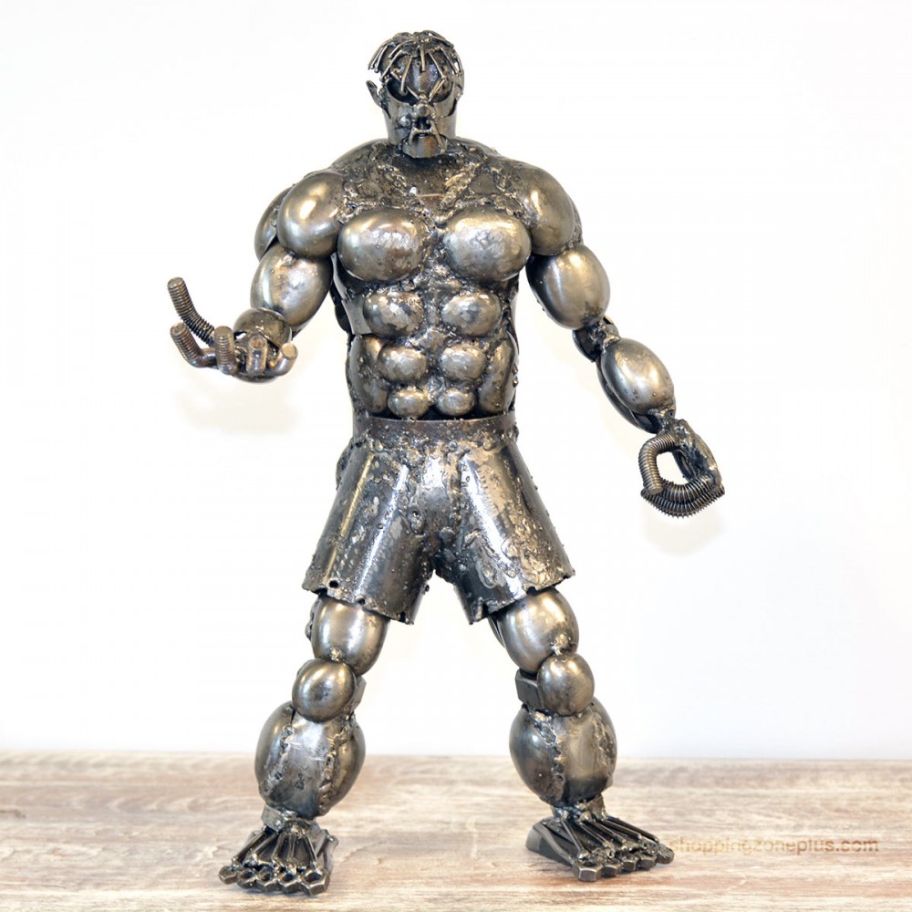 Hulk Scrap Metal Sculpture - Superhero Recycled Metal Handmade Art