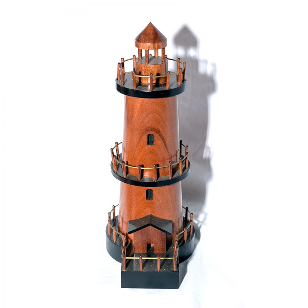 Mahogany Wood Lighthouse scale model - Handcrafted