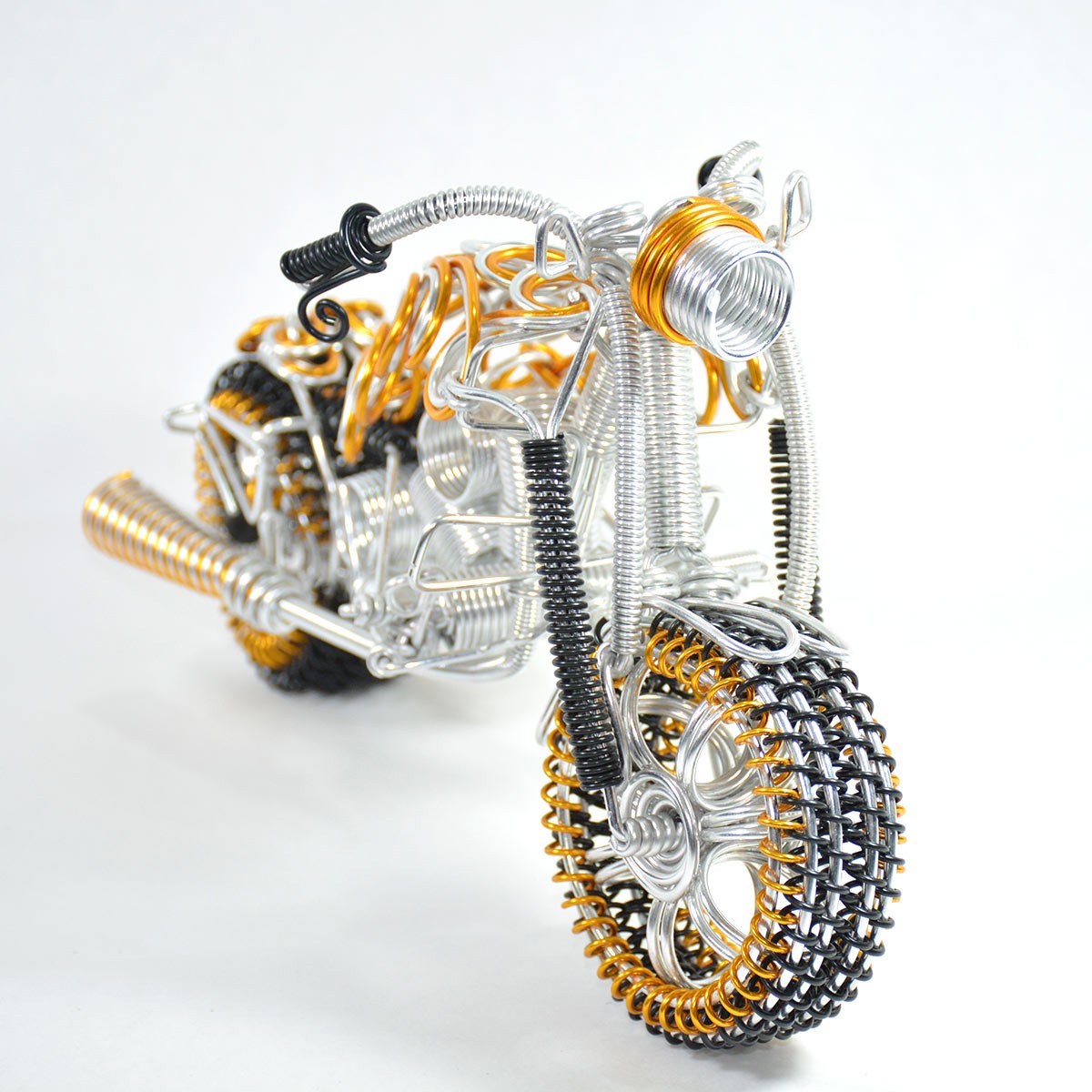 Fatboy, Aluminium Wire Art Sculpture Motorcycle - handmade model