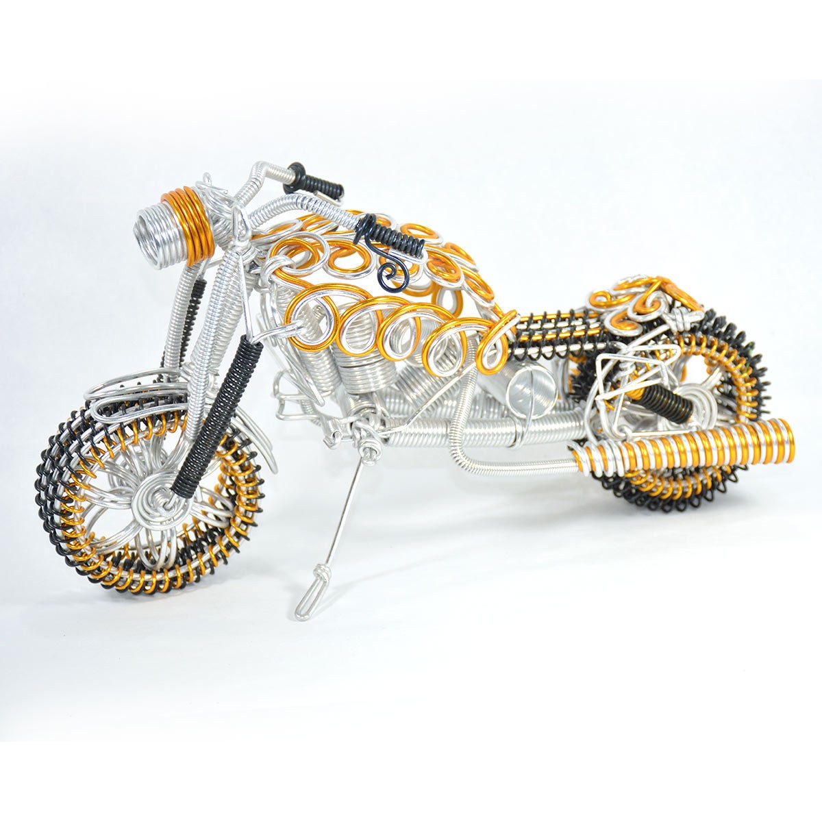Fatboy, Aluminium Wire Art Sculpture Motorcycle - handmade model