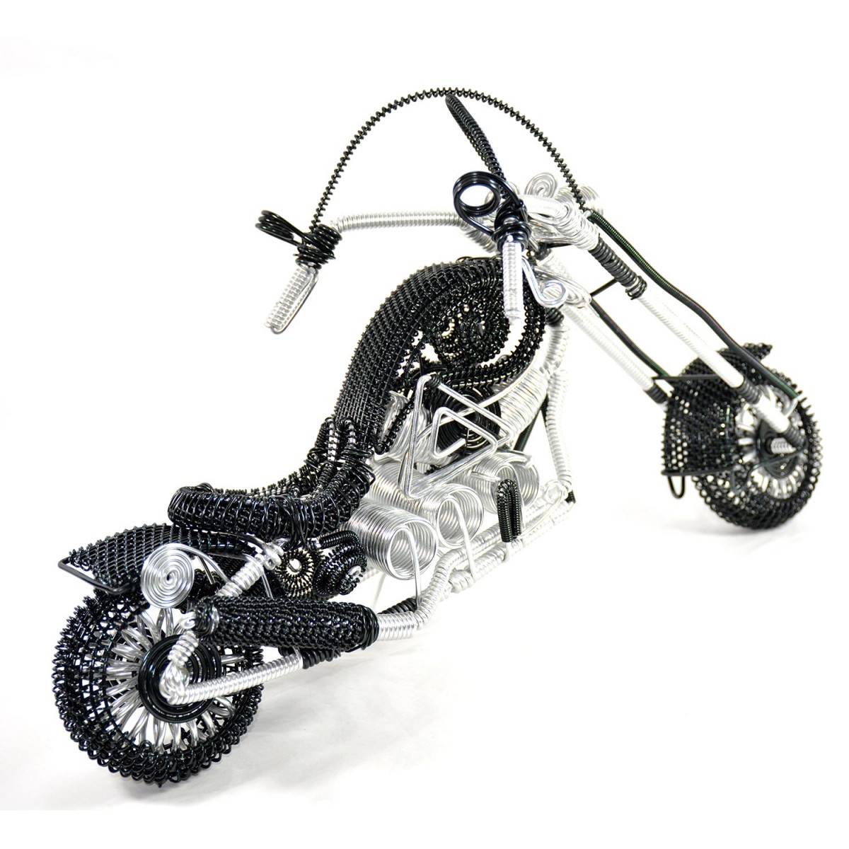 Harley-Davidson Motorcycle Model Sculpture Aluminium Wire Art - Black