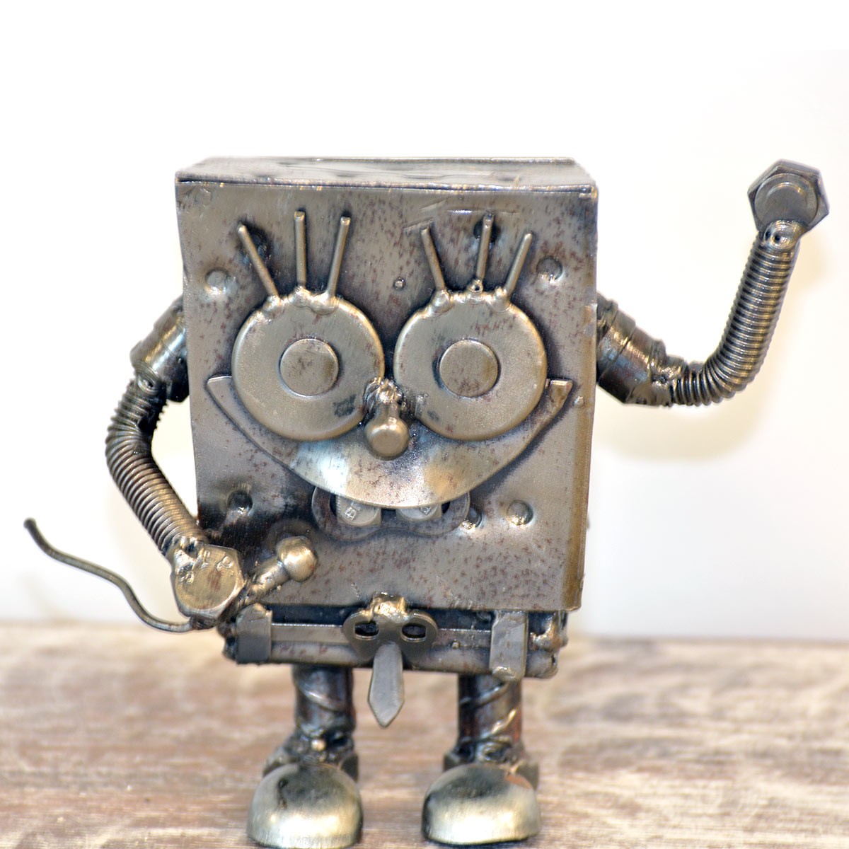 Spongebob Squarepants Recycled Scrap Metal Sculpture Handmade Statue
