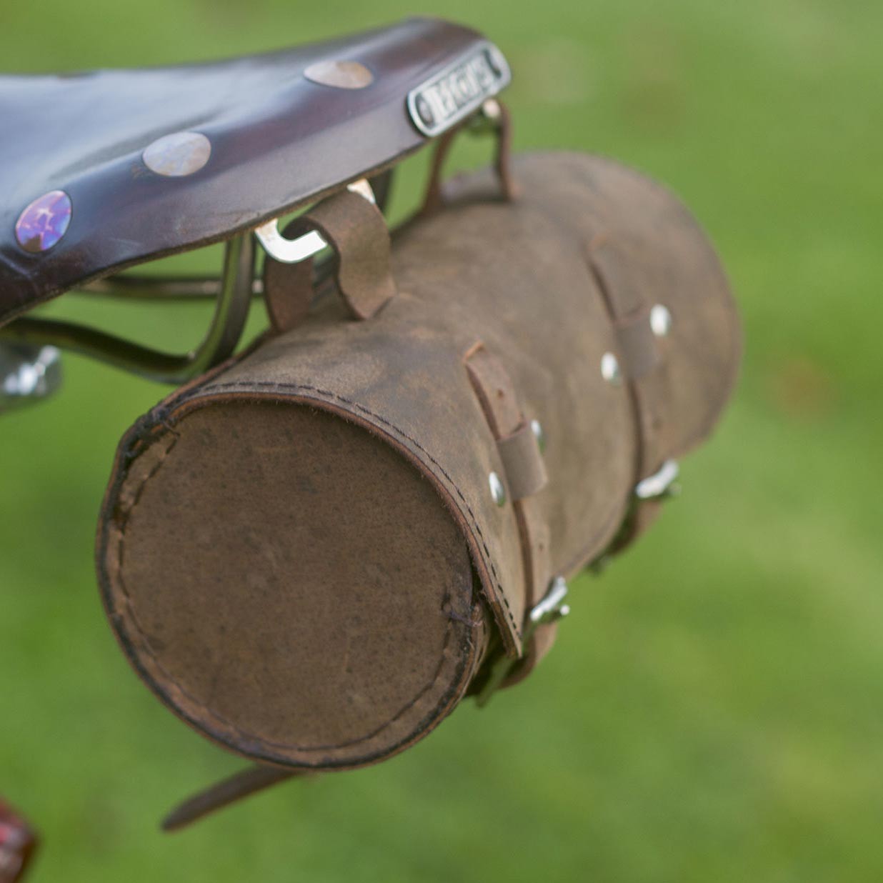 Genuine Leather Schwinn Bicycle Round Saddle Bag Utility Tool Bag ...