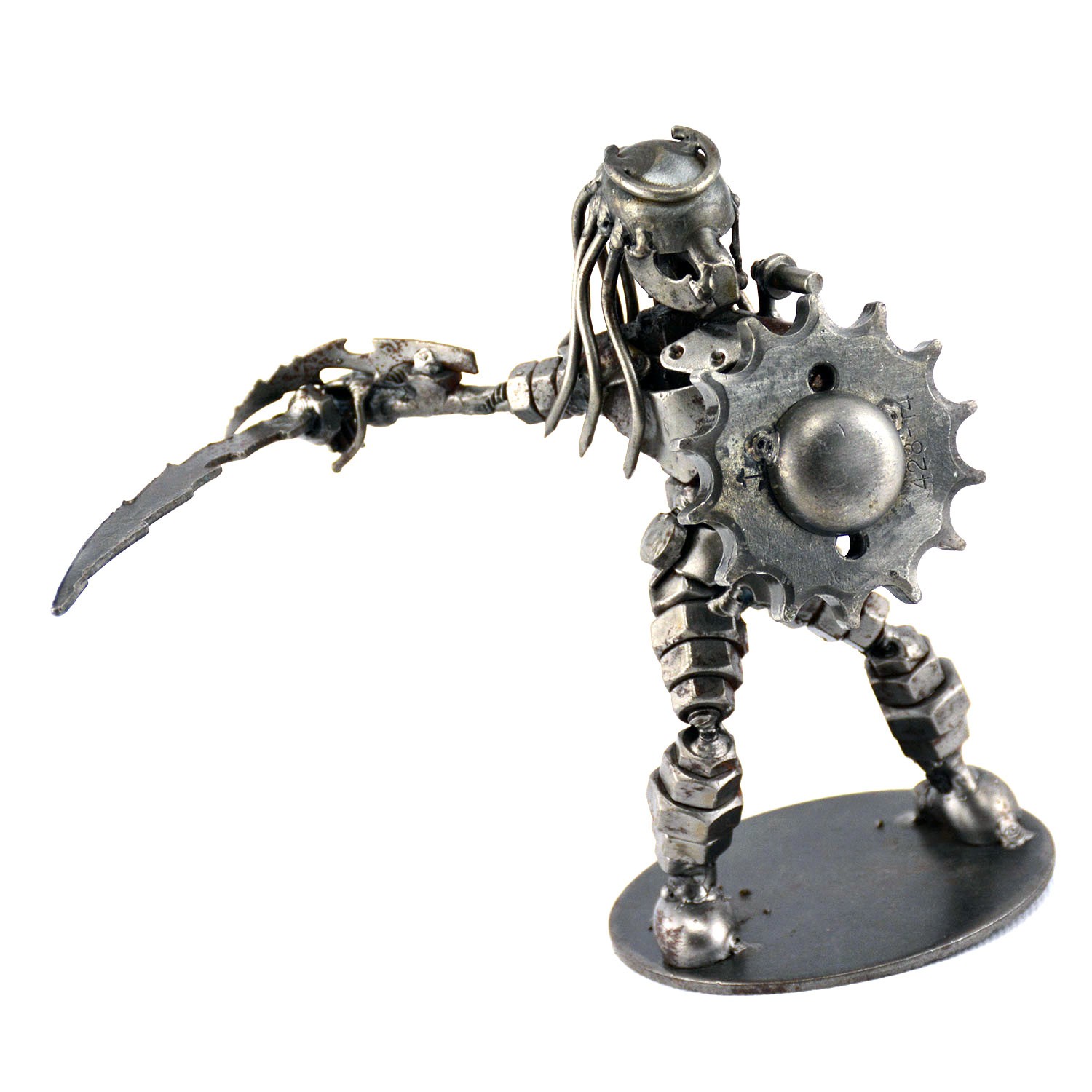 Predator with shield and sword sculpture : Scrap Metal Model