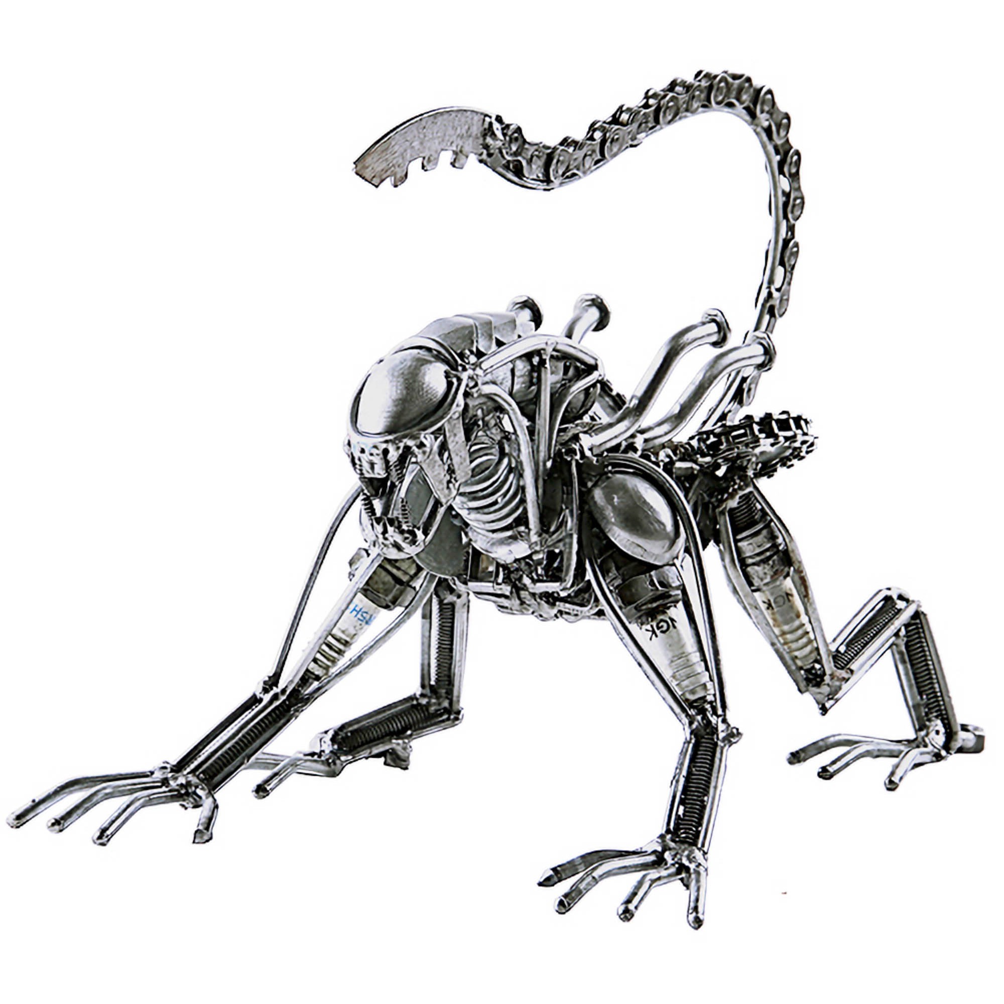 Alien Crawling Metal Sculpture : Alien Scrap Metal Sculpture Art model ...