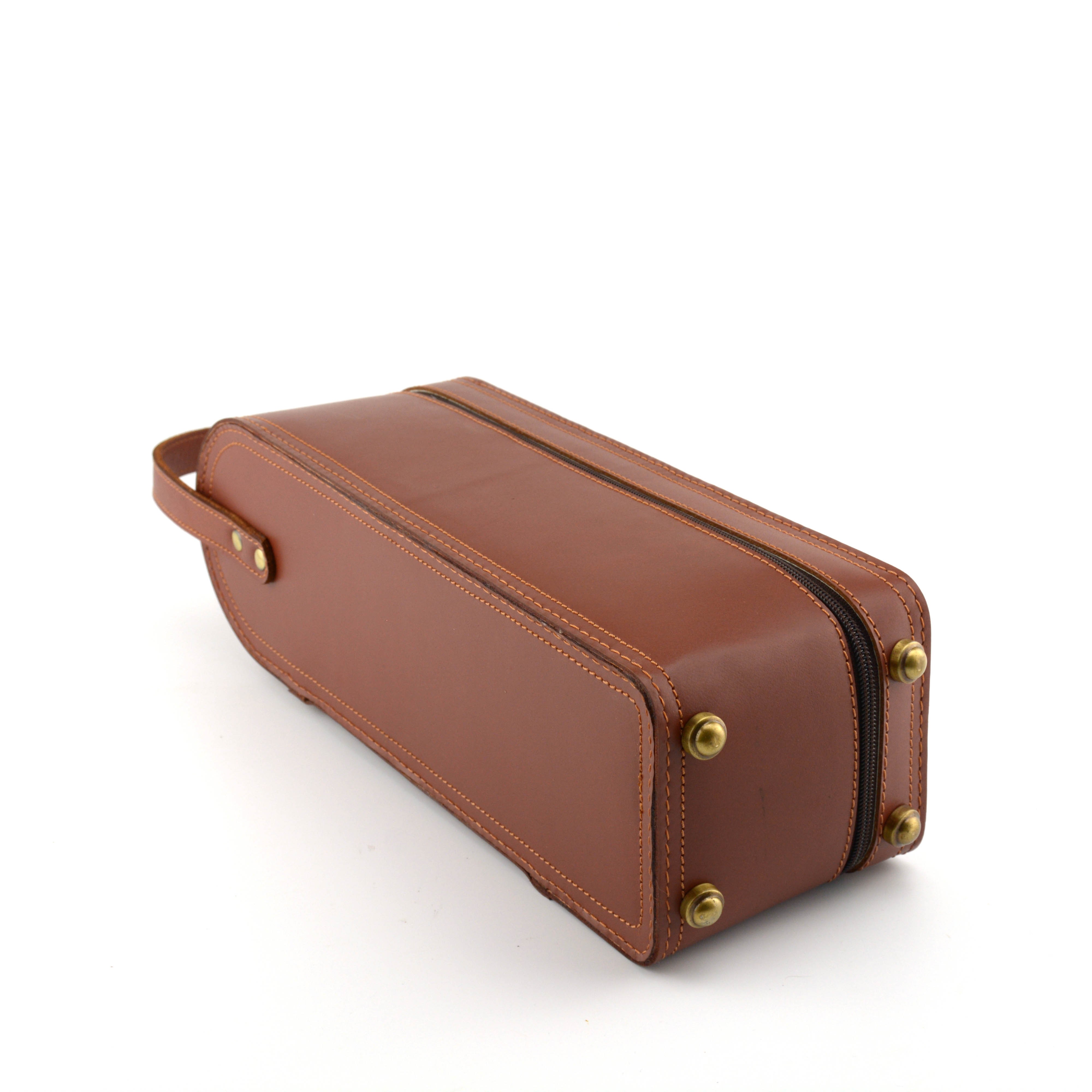 Royce Leather Single Wine Carrying Case - Genuine Leather