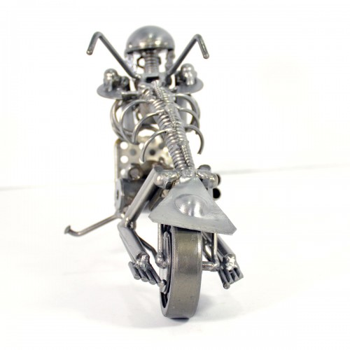Ghost Rider - Metal Skeleton Motorcycle Sculpture - recycled metal