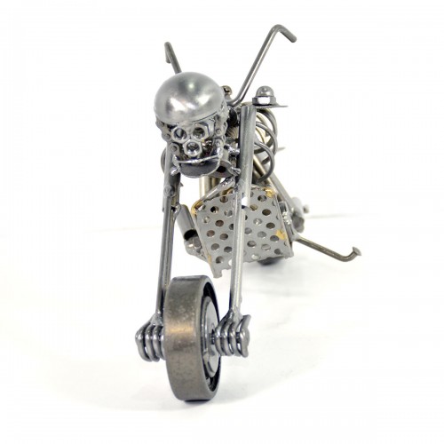 Ghost Rider - Metal Skeleton Motorcycle Sculpture - recycled metal