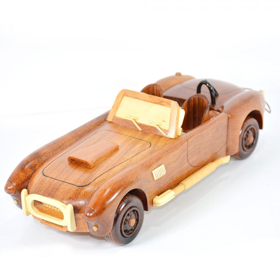 1965 Shelby Cobra Wooden Car Scale Model Hand Carved