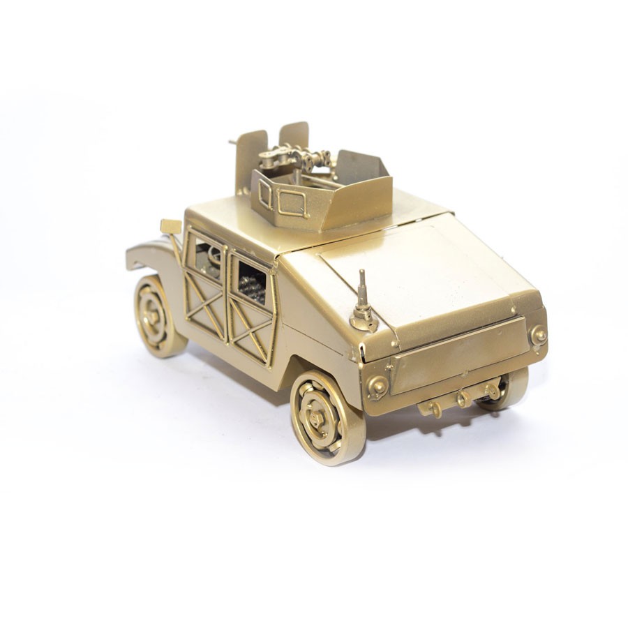 Military Humvee (Gold) Model with machine gun : Scrap Metal Sculpture