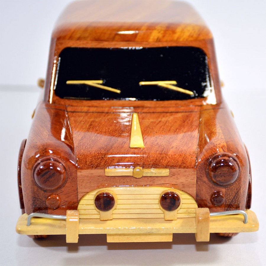 Mini Cooper : Handcrafted Mahogany Wooden Model Car