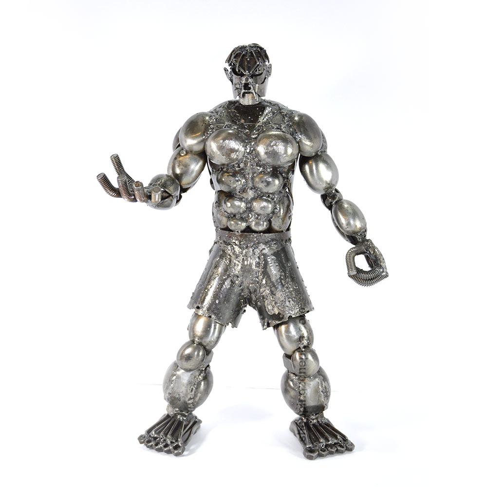 Hulk Scrap Metal Sculpture - Superhero Recycled Metal Handmade Art