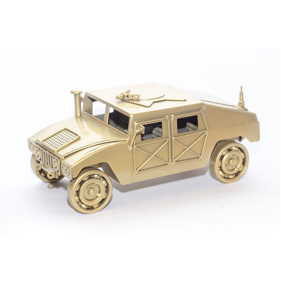 Military Humvee (Gold) Model from Scrap Metal Art, Sculpture ( type 2 )